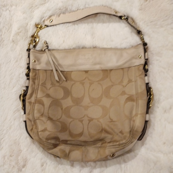 Coach | Bags | Coach Cream Signature Logo Handbag Purse | Poshmark